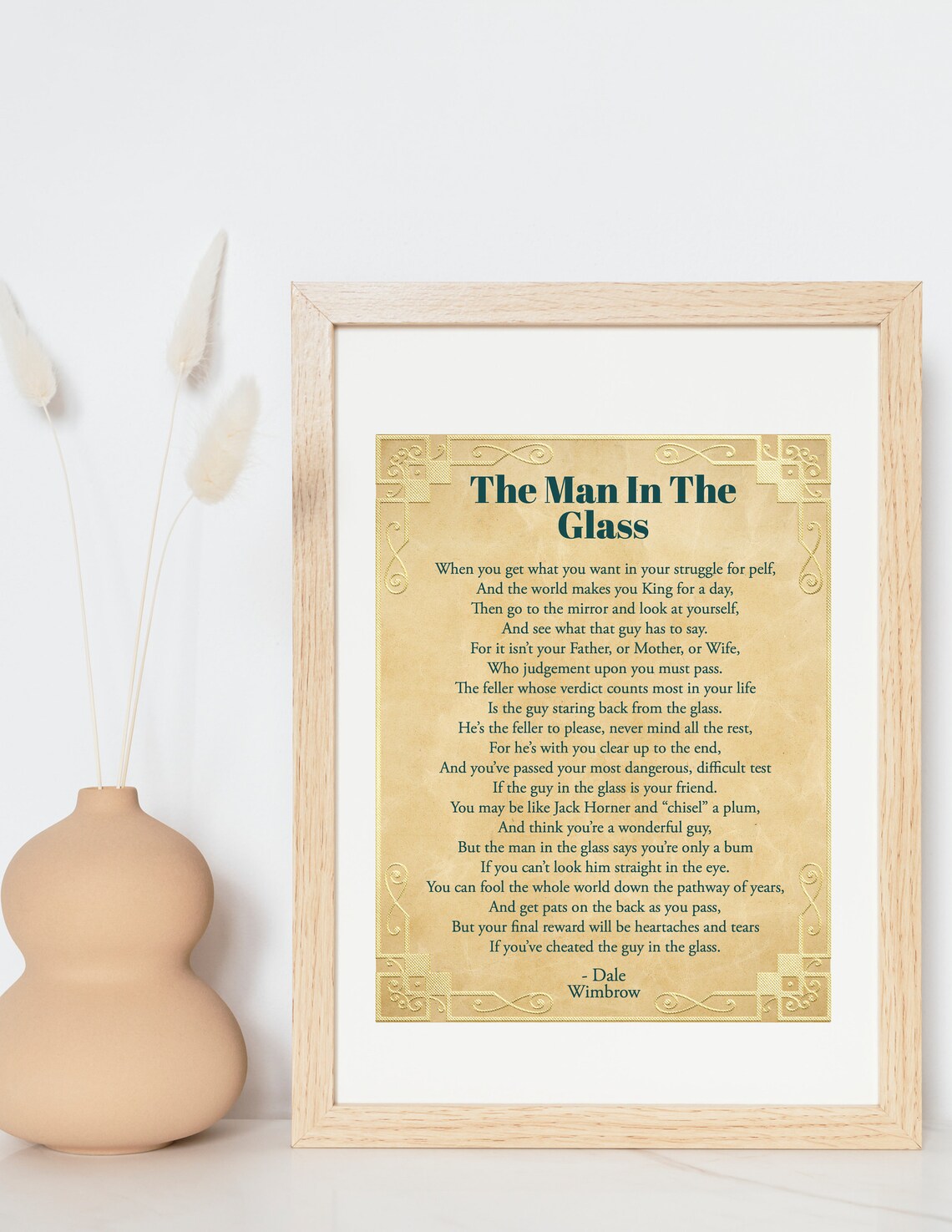 The Man in the Glass Poem Art by Dale Wimbrow Jpg and Png - Etsy