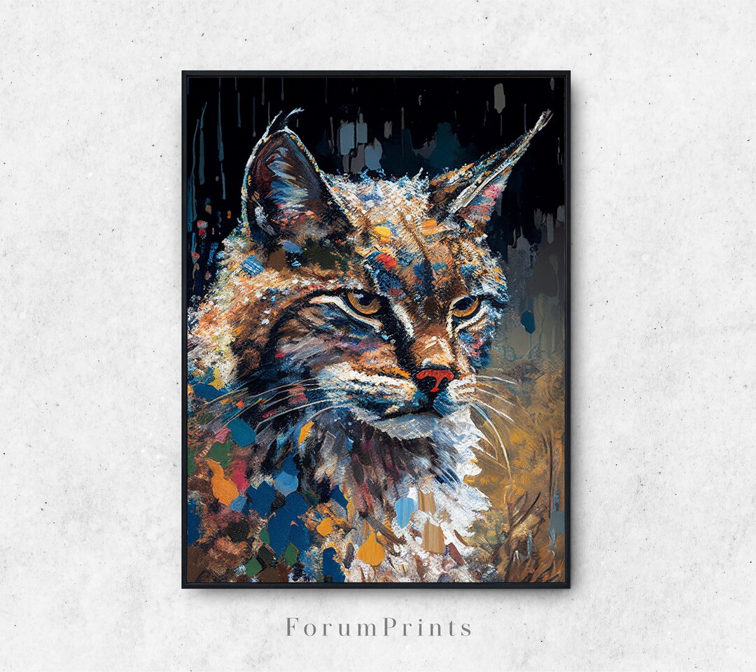 Beautiful Bobcat Painting, Abstract Expressionism Style | Wall Art ...