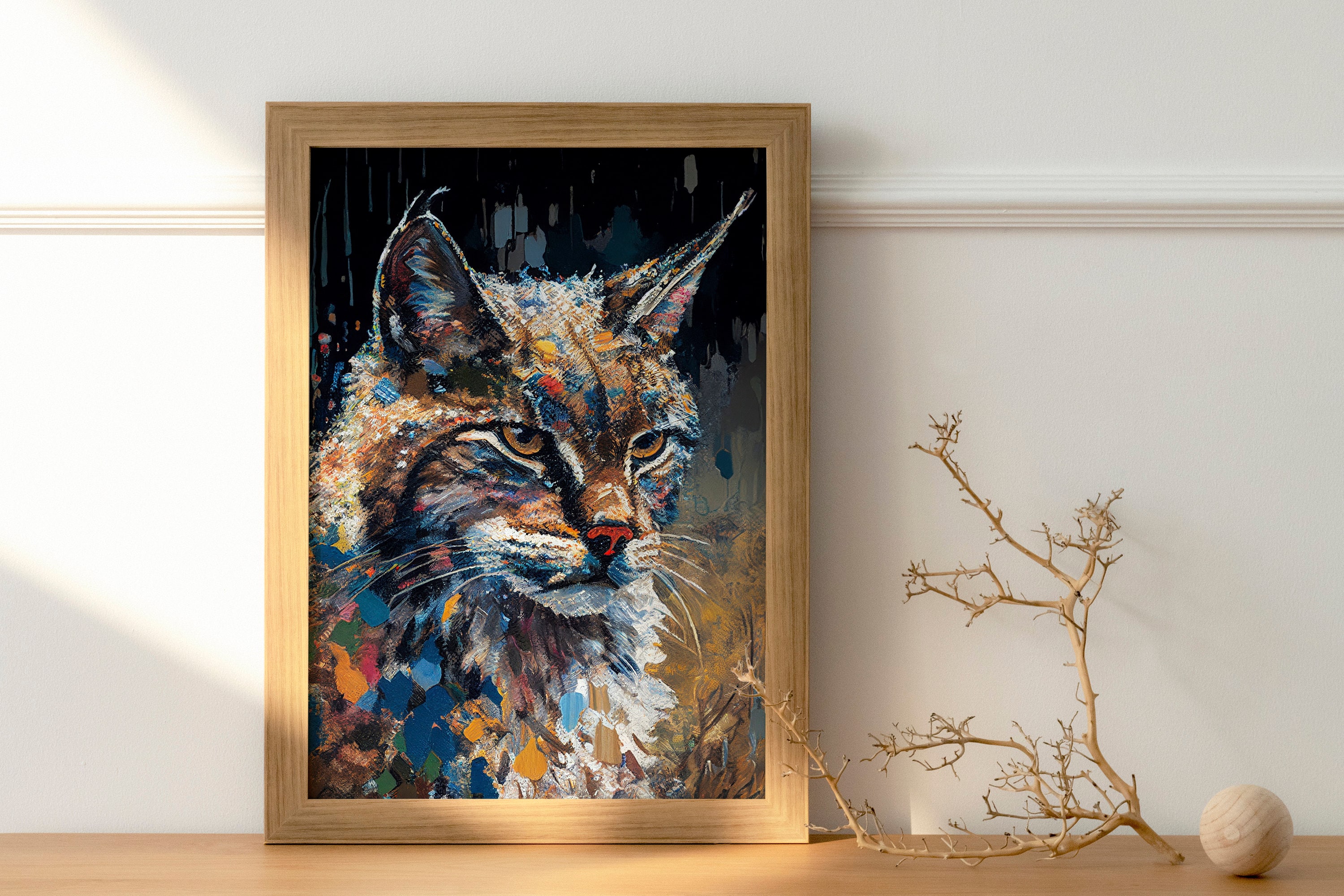 Beautiful Bobcat Painting, Abstract Expressionism Style | Wall Art ...