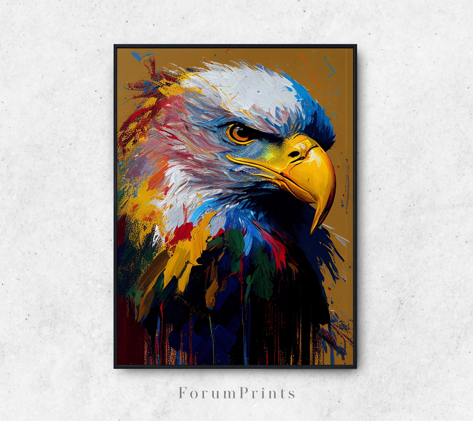 Bald Eagle Portrait Painting, Abstract Expressionism Style | Wall Art ...
