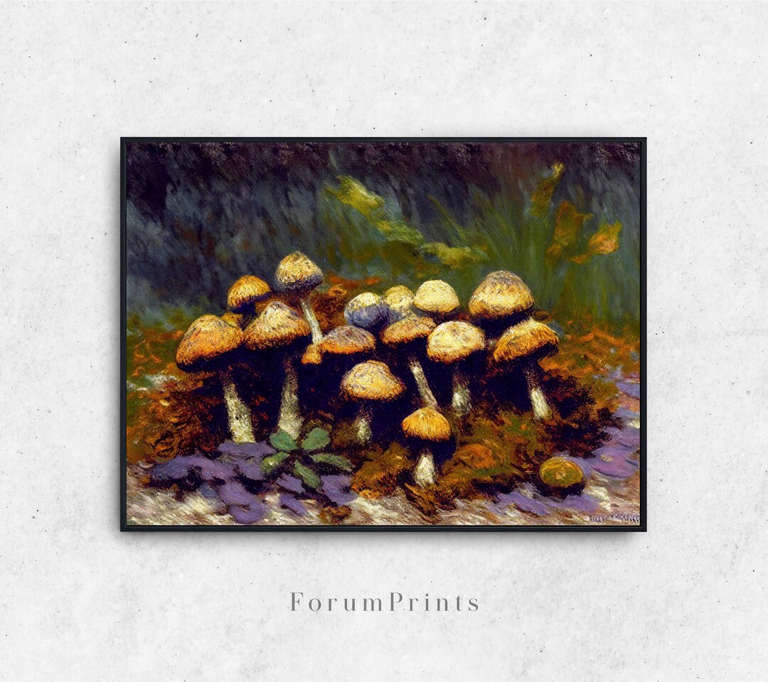 Psilocybin Pack, Mushroom Painting, Impressionist Style Wall Art Print ...