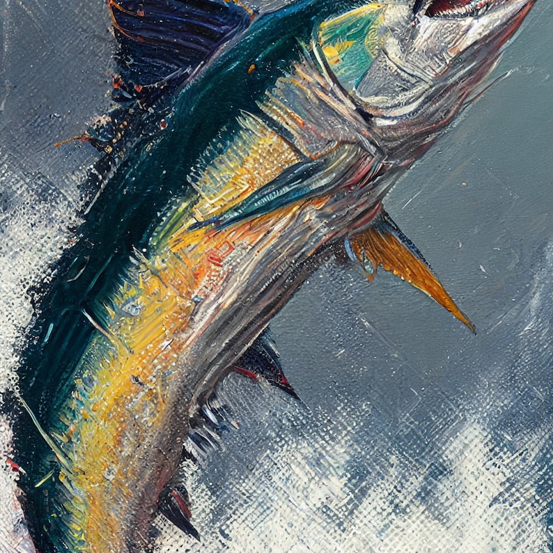 Swordfish Jumping Out of Ocean Painting, Abstract Expressionism Style ...