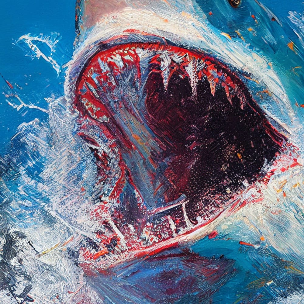 Angry Great White Shark JAWS Painting, Abstract Expressionism Style ...