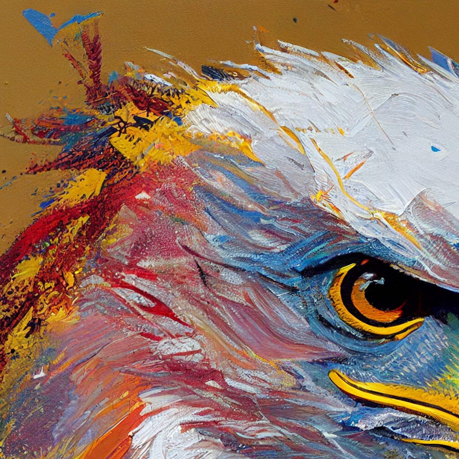 Bald Eagle Portrait Painting, Abstract Expressionism Style | Wall Art ...