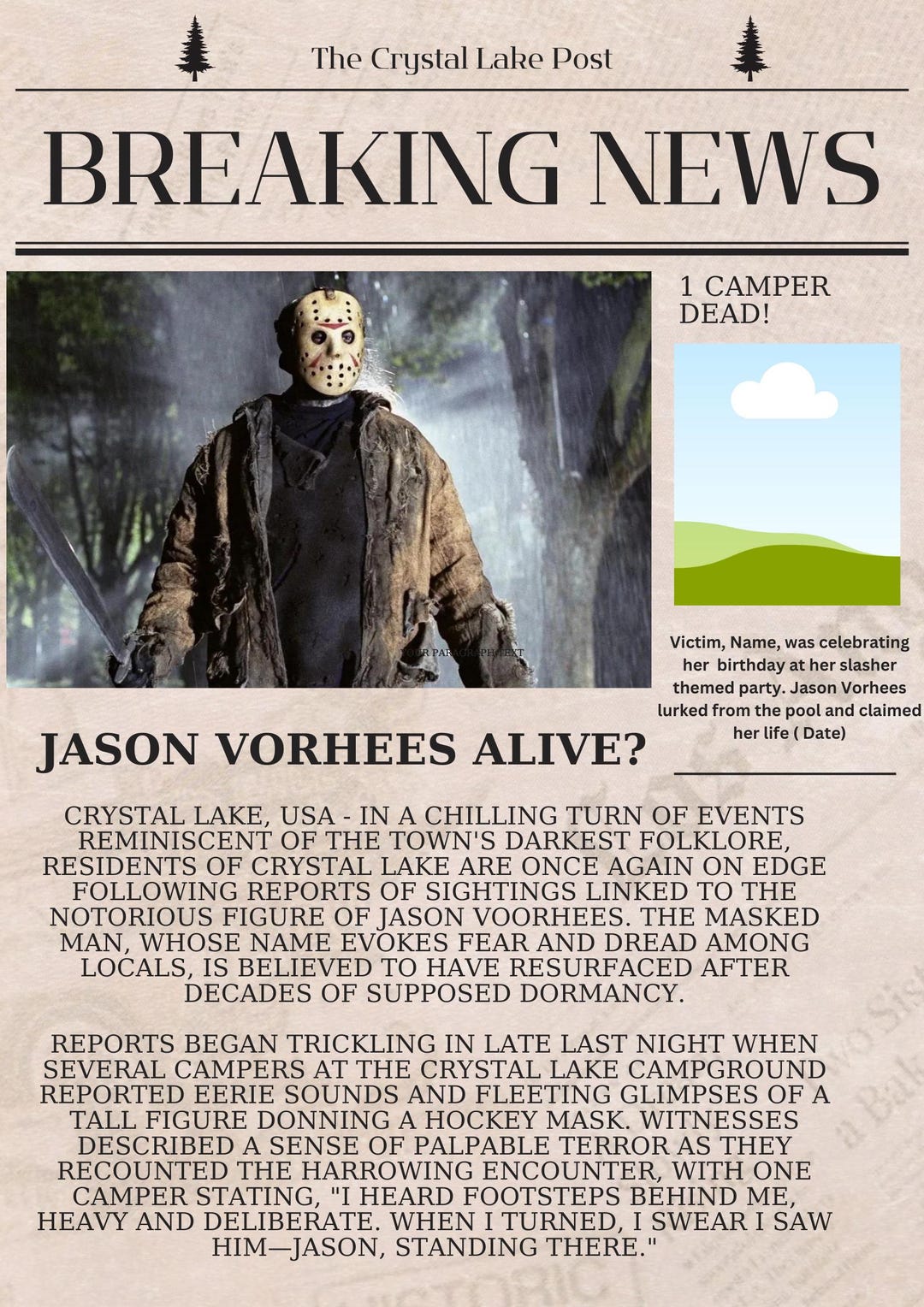 Editable Summer Slasher Newsletter – Canva Template to Roast Friends ...