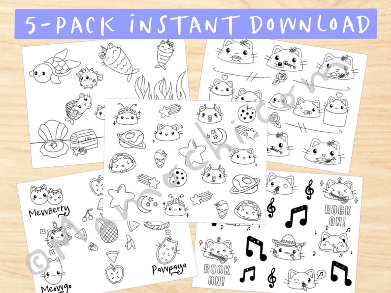 Cute Chi-chi Mochi Cat Printable Coloring Pages: Kawaii Sushi - Etsy Canada