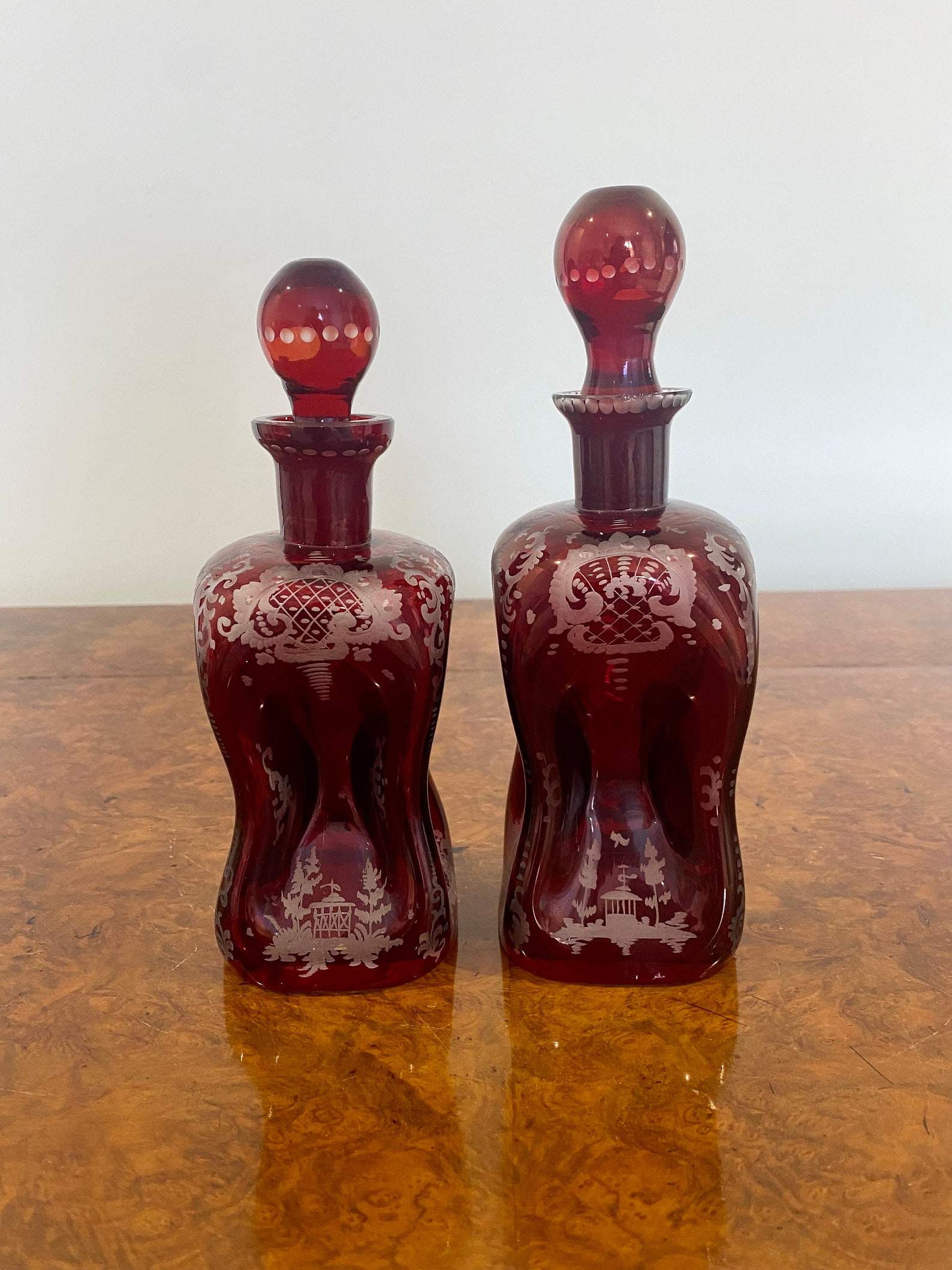 Pair of Antique Victorian Quality Ruby Glass Decanters - Etsy