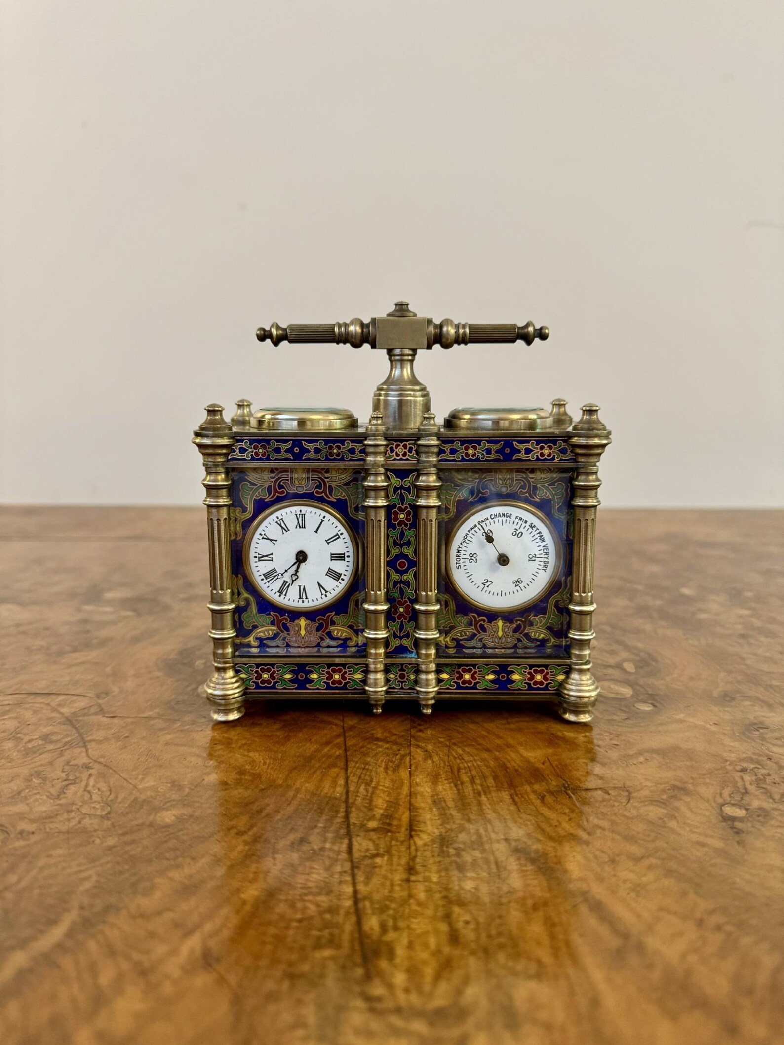 Unusual Antique Edwardian Quality Brass and Enamel Carriage Clock and ...