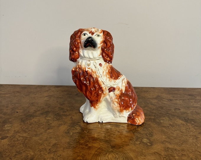 Antique Victorian Staffordshire Spaniel Seated Dog - Etsy