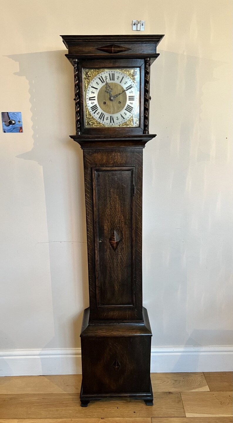 Antique Quality Oak Brass Face Grandmother Clock - Etsy UK