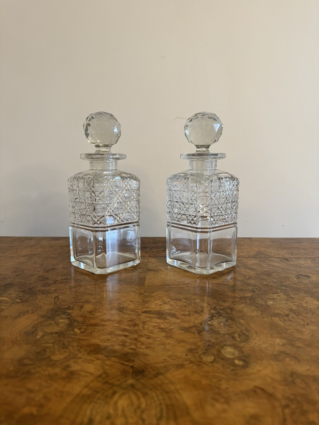 Quality Pair of Antique Victorian Cut Glass Decanters - Etsy
