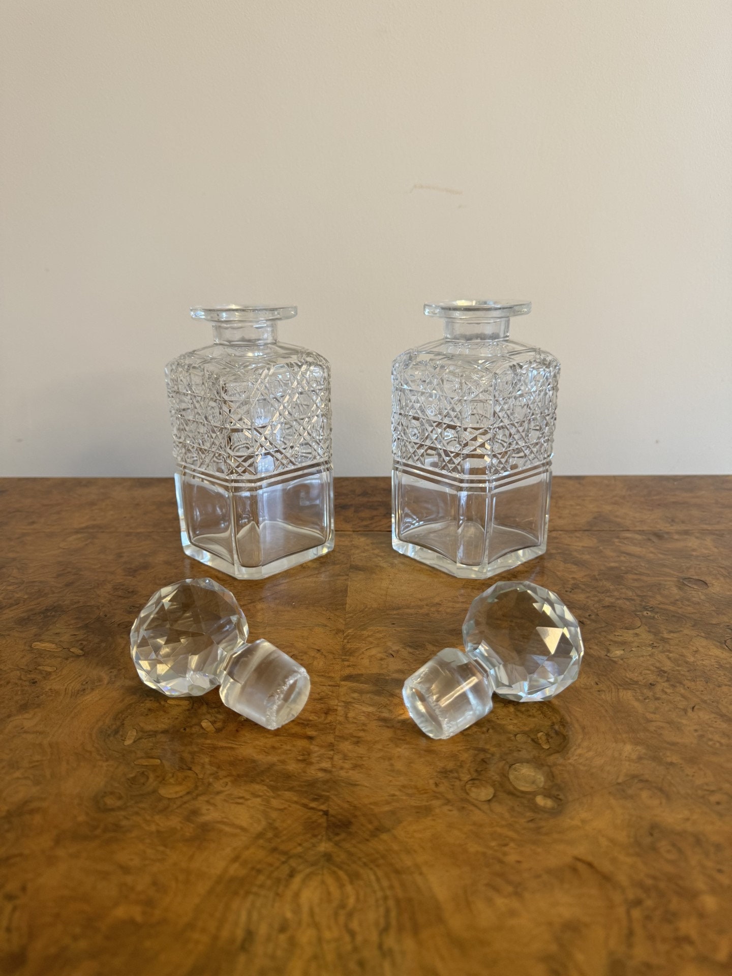 Quality Pair of Antique Victorian Cut Glass Decanters - Etsy