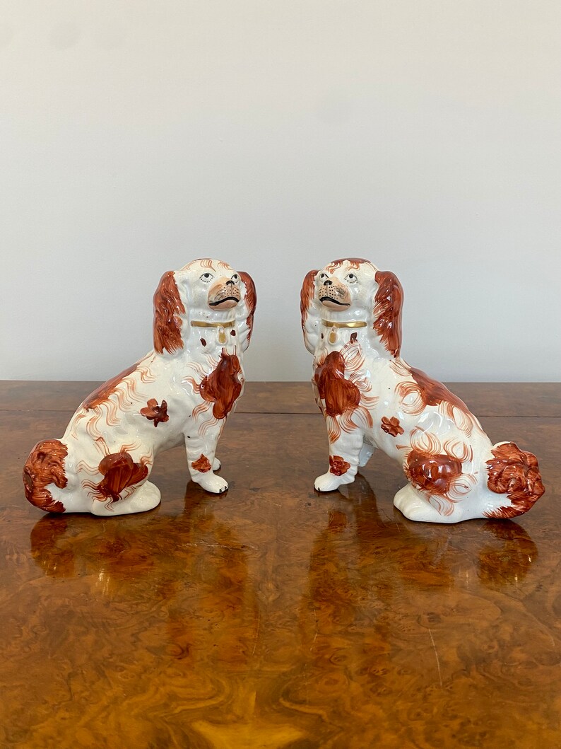 Quality Pair of Antique Victorian Seated Spaniels - Etsy