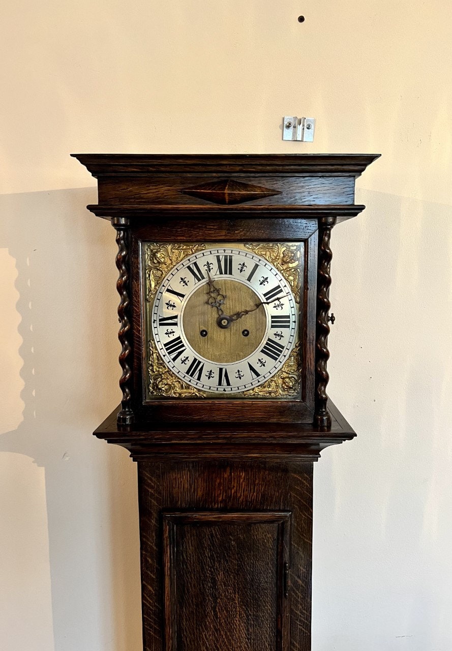 Antique Quality Oak Brass Face Grandmother Clock - Etsy UK