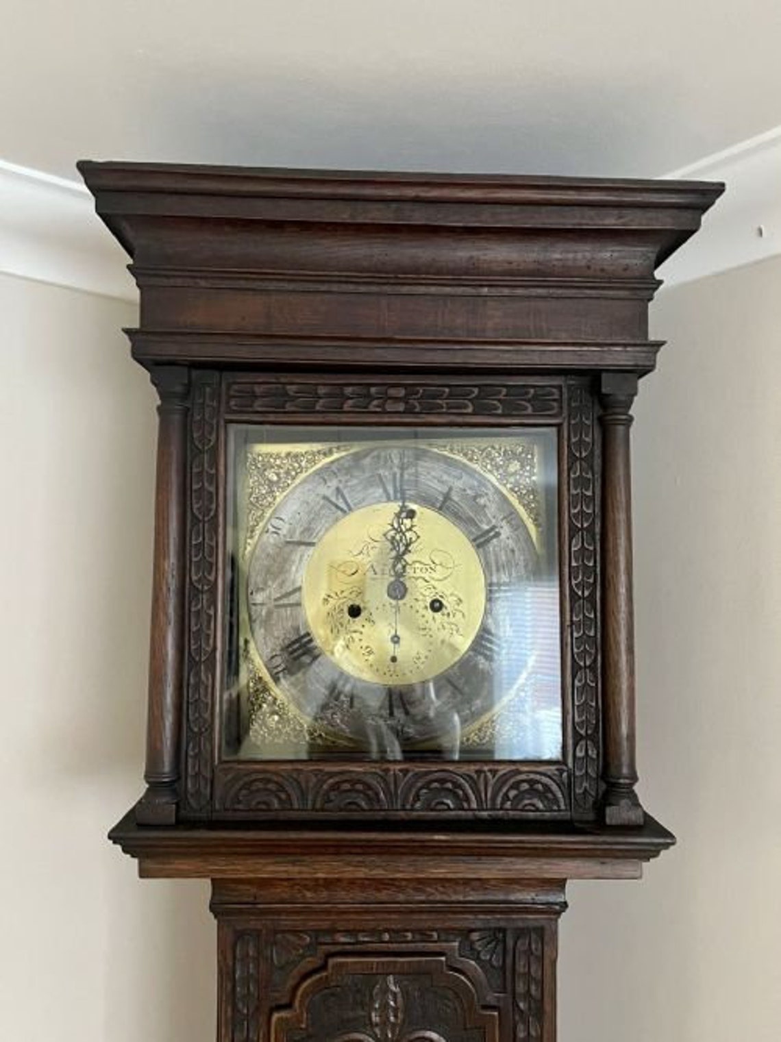 Quality Antique George III Carved Oak Brass Face Longcase Clock - Etsy