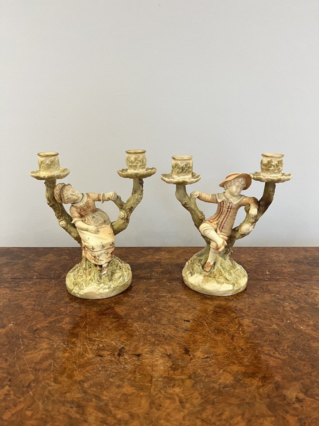 Quality Pair of Antique Royal Worcester Hadley Candlesticks - Etsy