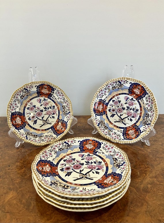 Set of Six Antique Spode Plates - Etsy