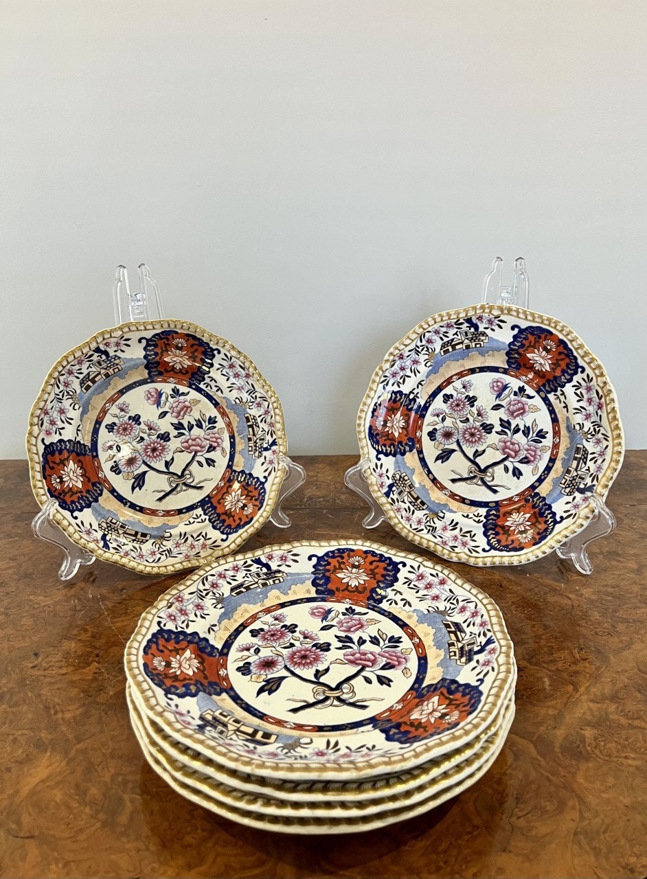 Set of Six Antique Spode Plates - Etsy