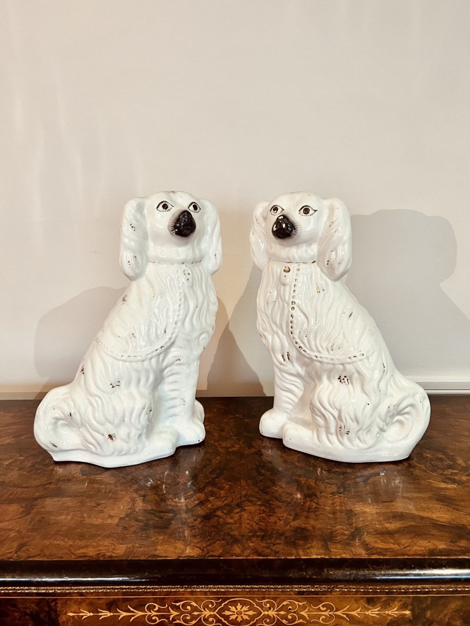 Large Pair of Victorian Seated Staffordshire Spaniel Dogs - Etsy