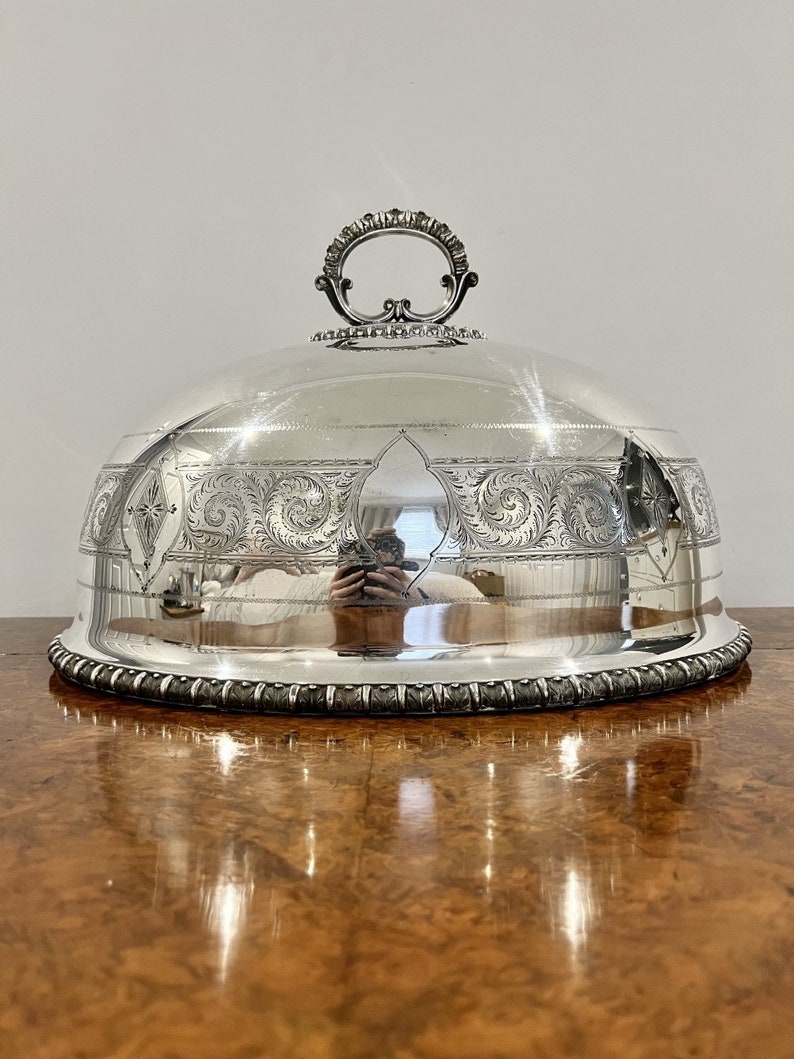 Large Antique Edwardian Quality Silver Plated Meat Cover - Etsy