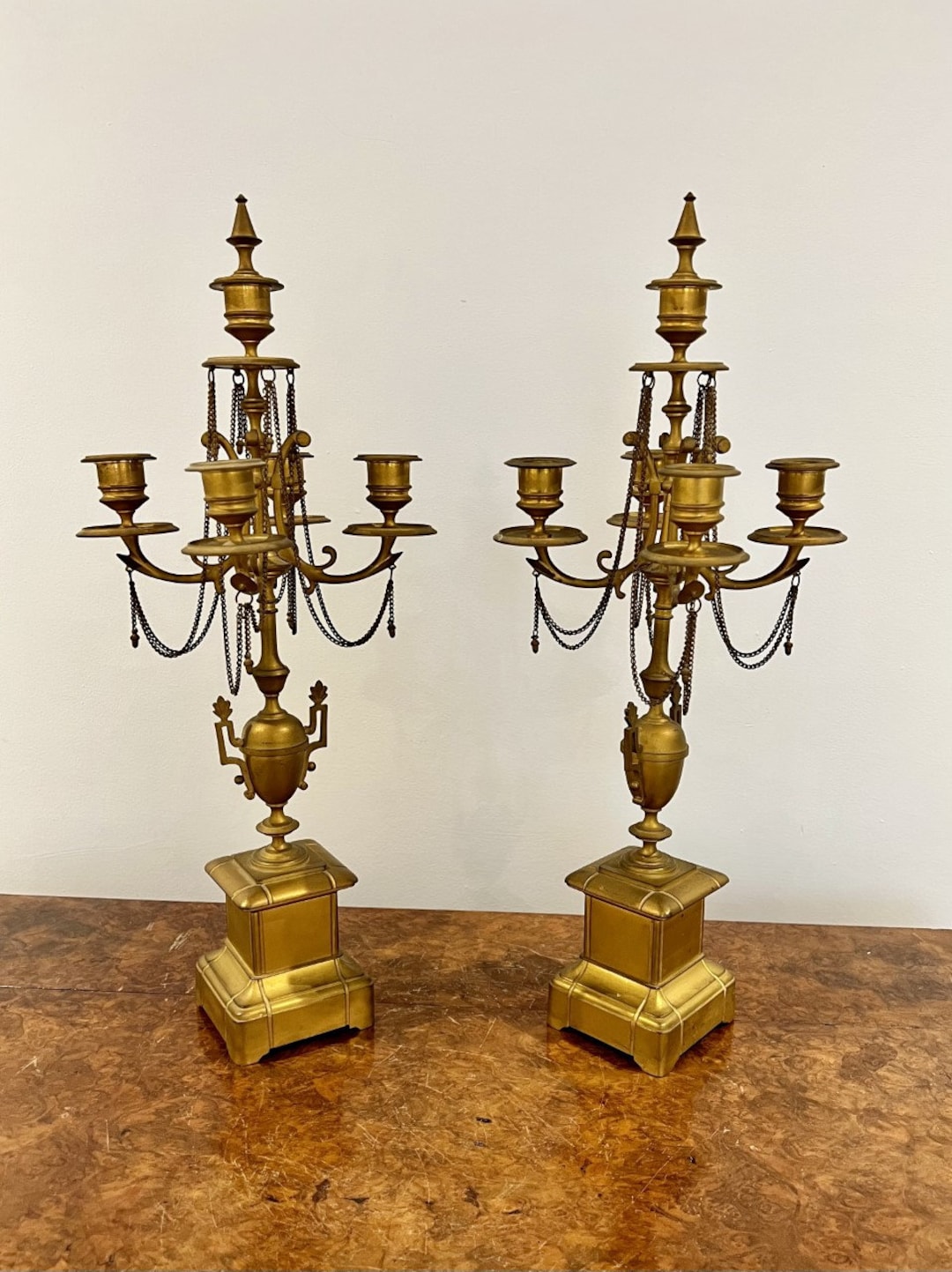 Large Pair of Antique Victorian Quality Gilded Brass Candelabras - Etsy
