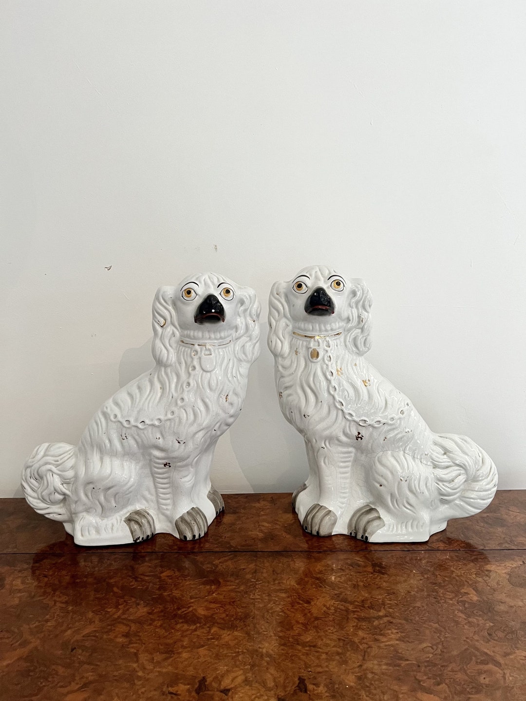 Large Pair of Victorian Seated Staffordshire Spaniel Dogs - Etsy