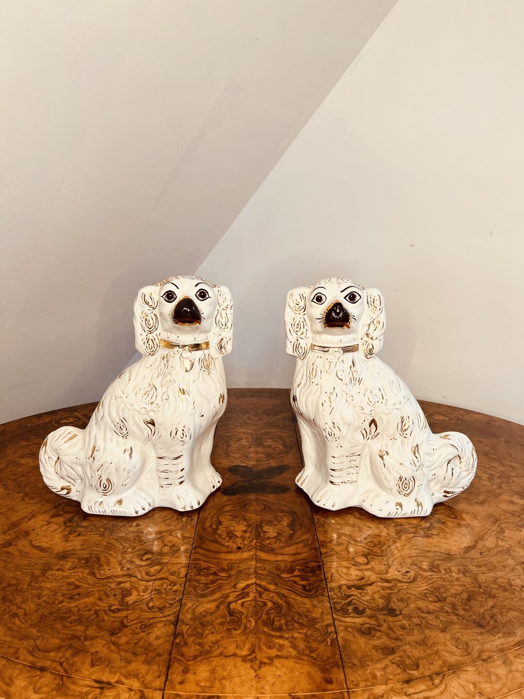 Charming Pair of Antique Victorian Staffordshire Seated Spaniels - Etsy