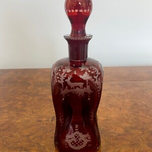Pair of Antique Victorian Quality Ruby Glass Decanters - Etsy