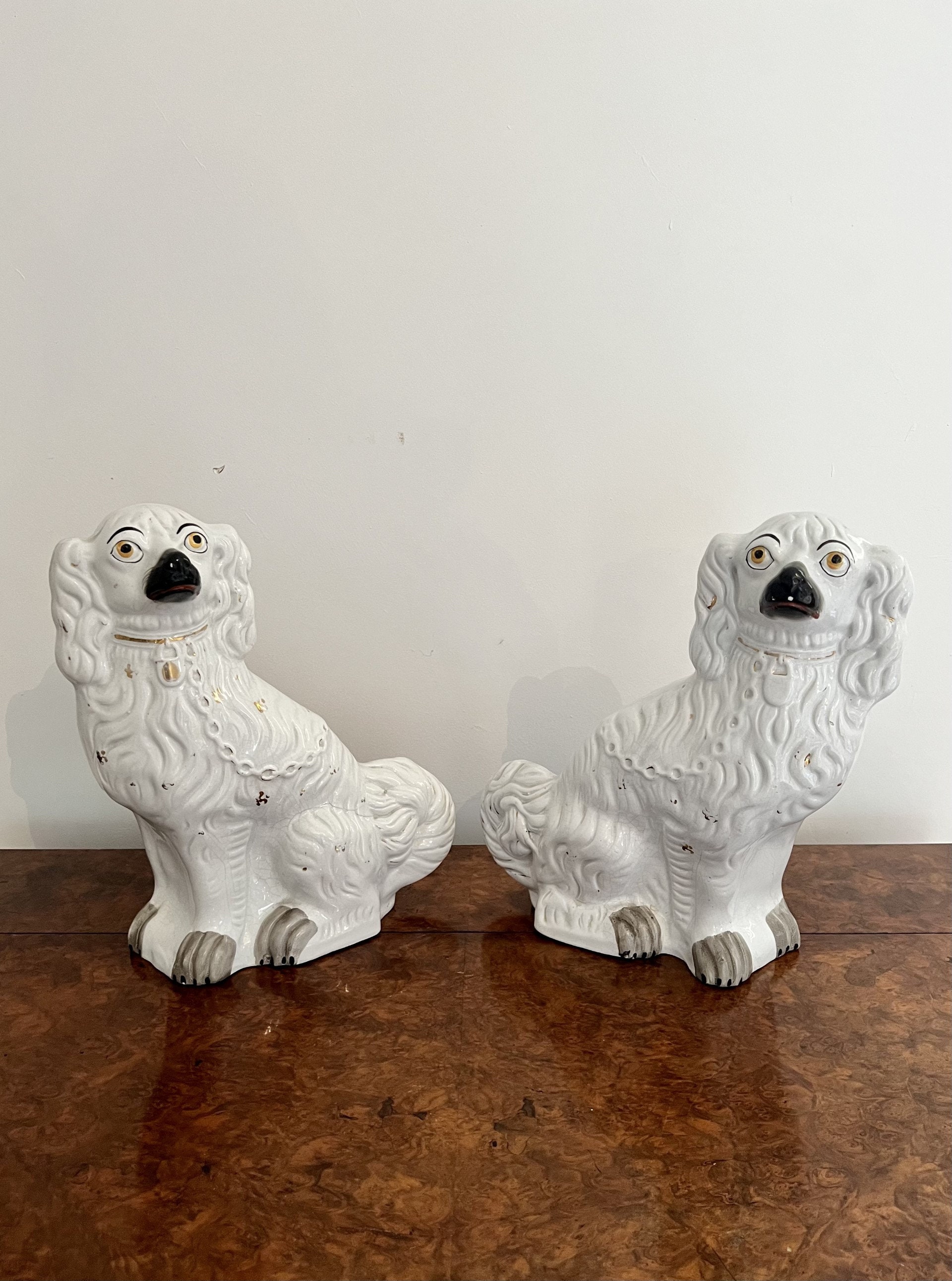 Large Pair of Victorian Seated Staffordshire Spaniel Dogs - Etsy