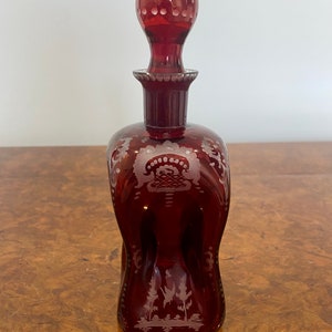 Pair of Antique Victorian Quality Ruby Glass Decanters - Etsy