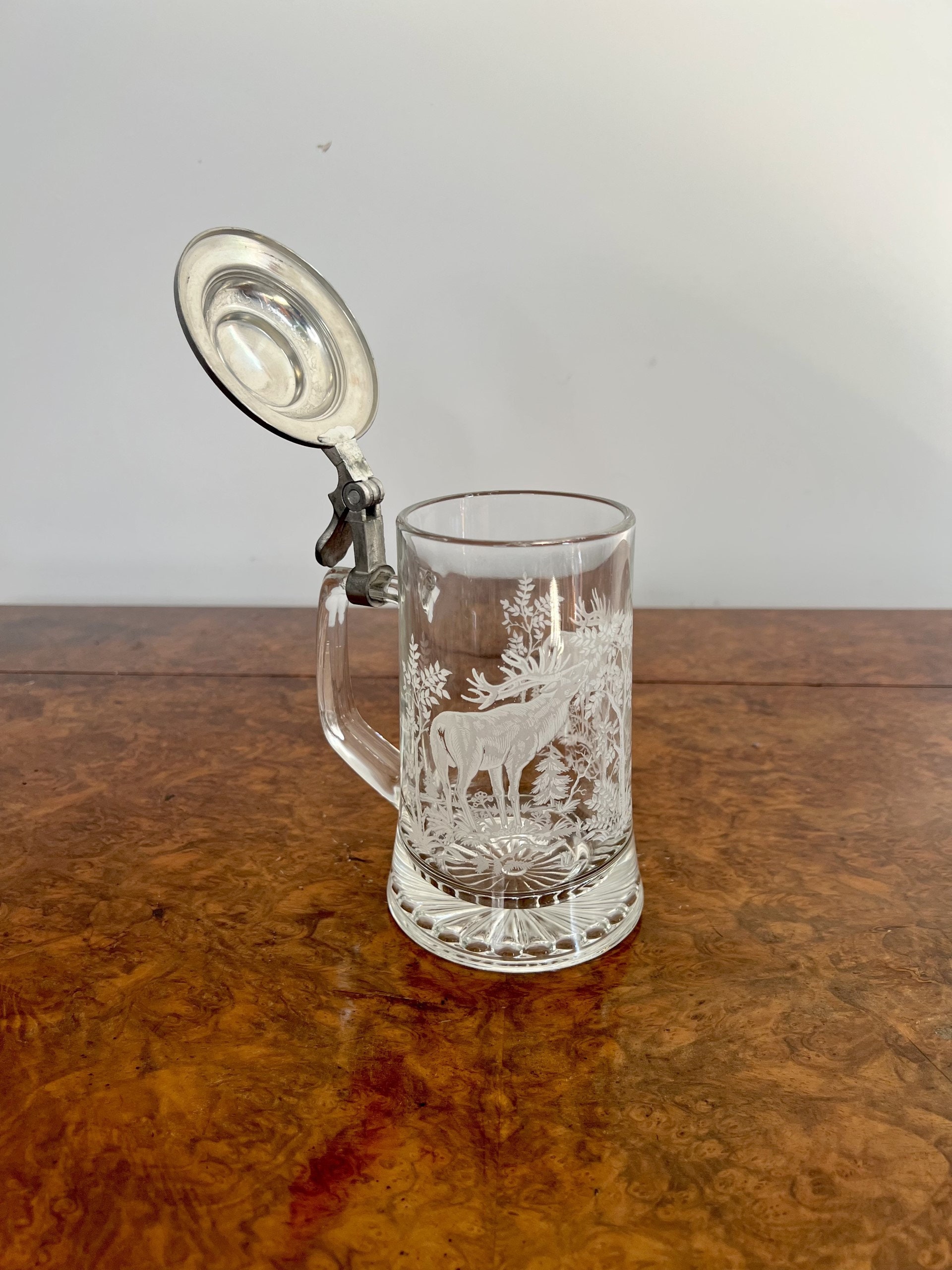 Outstanding Quality Antique Etched Glass Tankard - Etsy