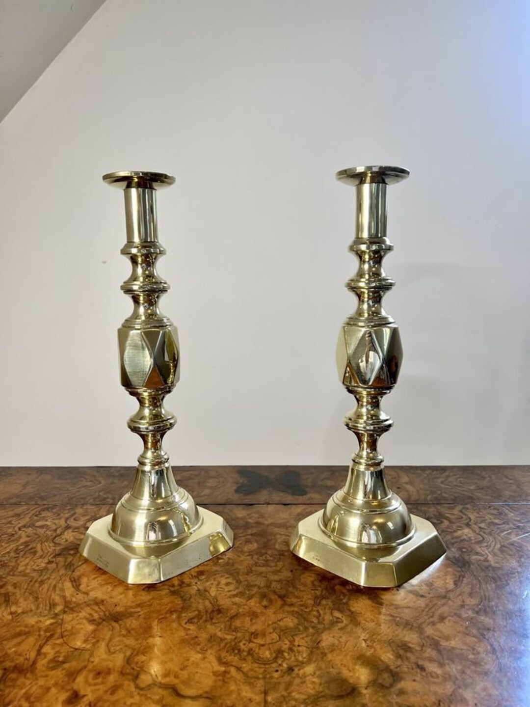 Large Pair of Antique Victorian Quality Brass Ace of Diamonds ...