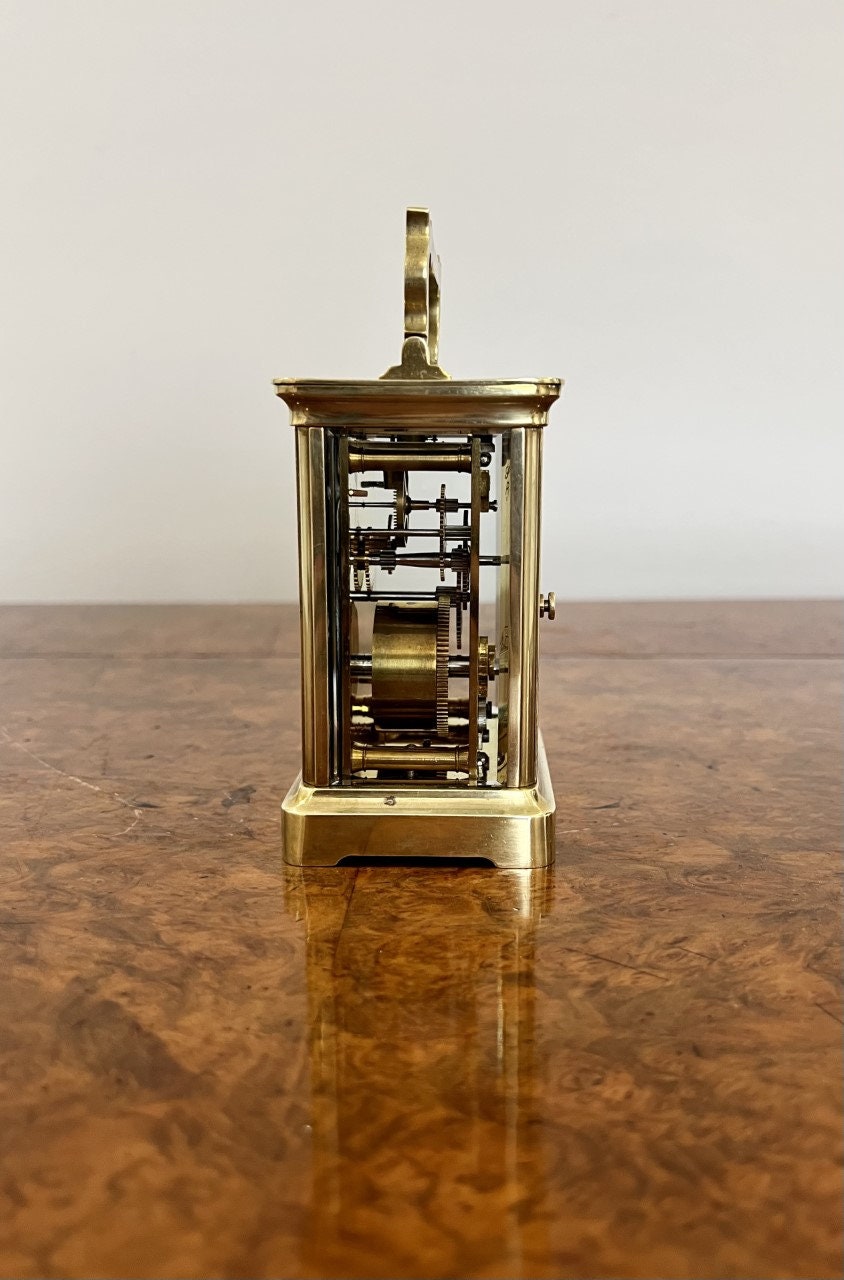 Antique Victorian Quality Brass Carriage Clock With Original Leather ...
