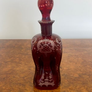 Pair of Antique Victorian Quality Ruby Glass Decanters - Etsy