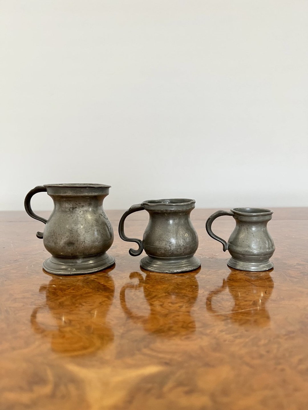 Set of Three Antique Victorian Pewter Measures Marked VR - Etsy