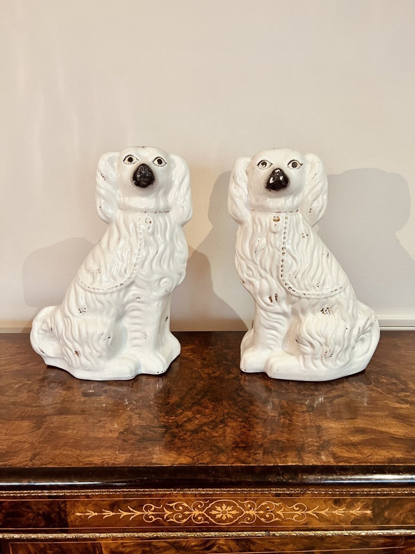 Large Pair of Victorian Seated Staffordshire Spaniel Dogs - Etsy