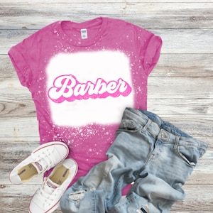 Barber Black T-shirt for Female Barbers Pink Letters Barber - Etsy