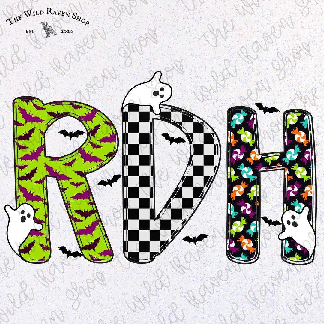 Halloween RDH Letters PNG: Spooky Ghosts, Bats, Candy (digital Download ...