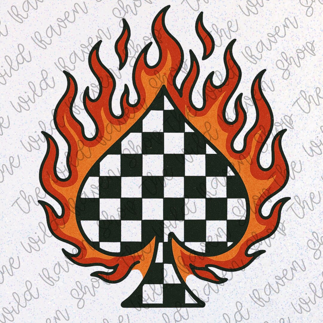 Black & White Checkered Flaming Spade – Sublimation PNG Design - Etsy