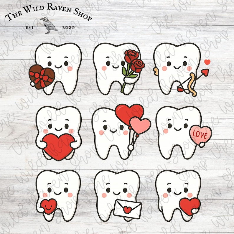 Sweet Smiles Valentine Clipart | Tooth PNG | Dental Valentine Digital ...