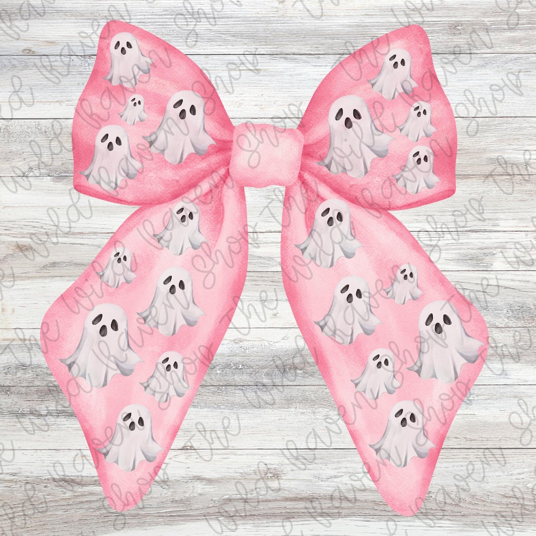 Pink Ghostly Bow Sublimation PNG - Etsy