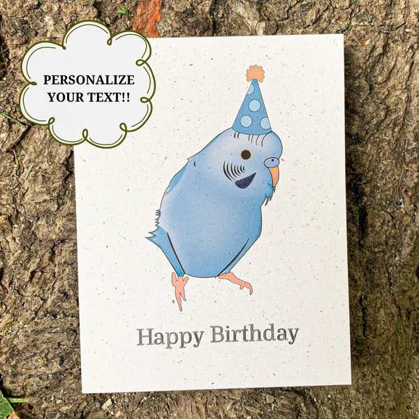 Blue Parakeet Birthday Card - Etsy