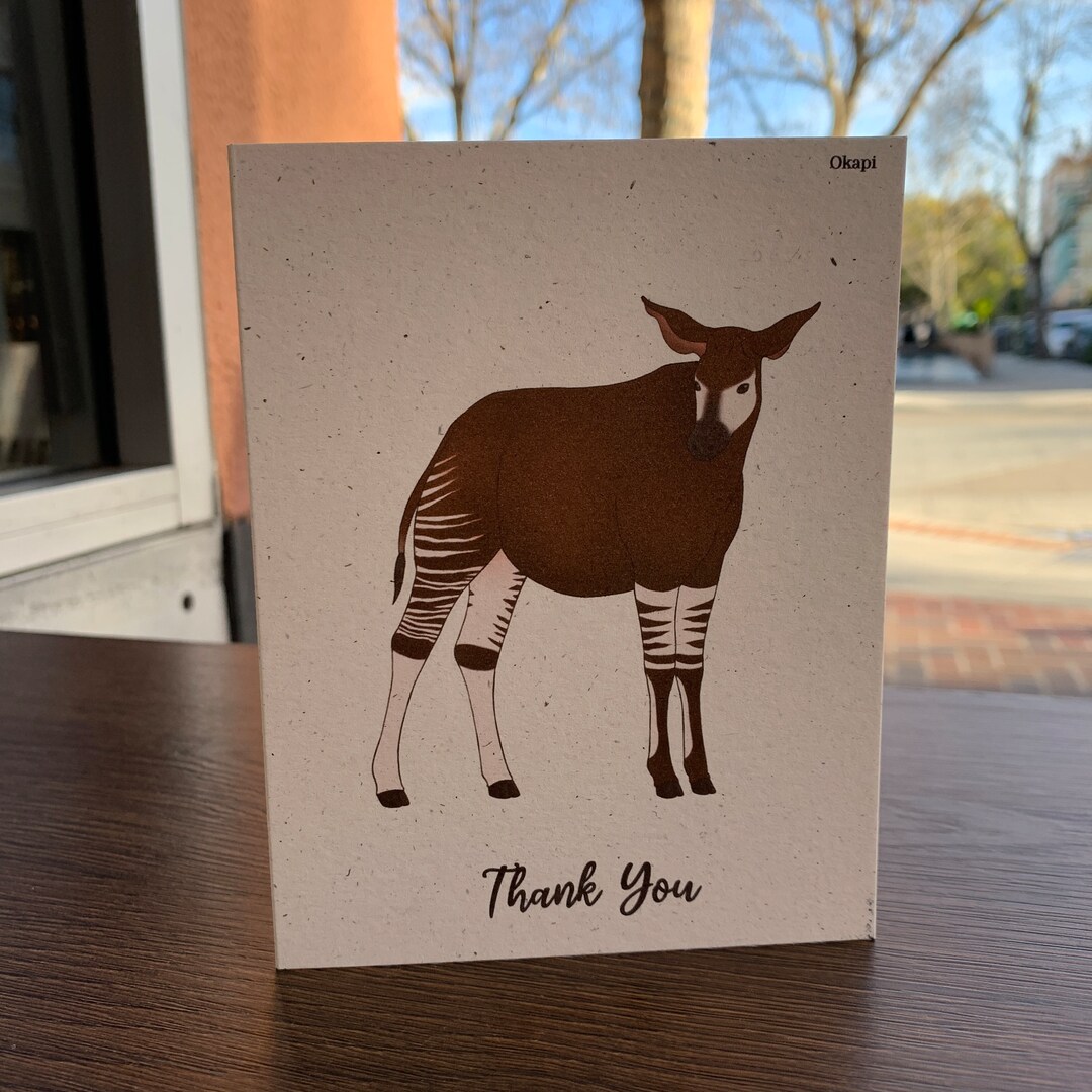 Okapi Thank You Card, Encouragement, Wildlife Lover, Hemp, Naturalist ...