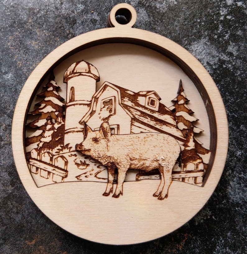 Farm Life Christmas Ornaments Layered and Etched SVG - Etsy