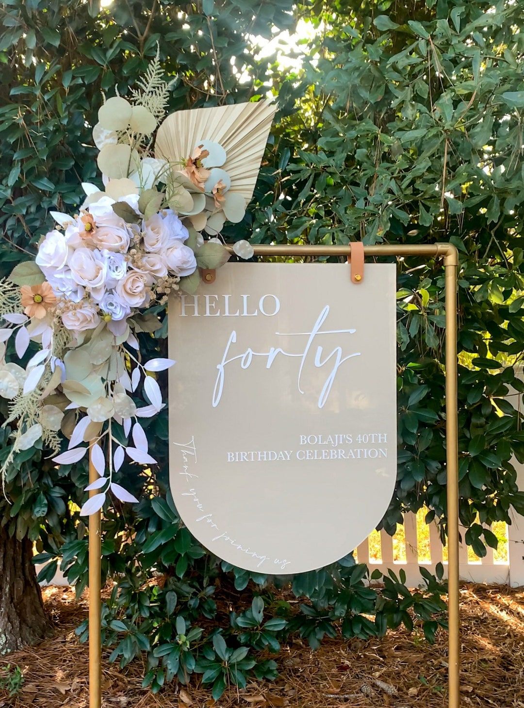 Hello Forty, Birthday Sign, Welcome Sign, Arch Acrylic Hanging Sign ...