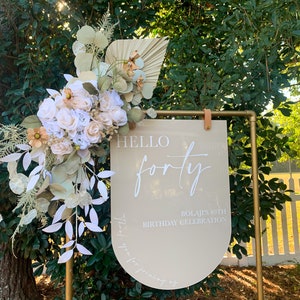 Hello Forty, Birthday Sign, Welcome Sign, Arch Acrylic Hanging Sign ...