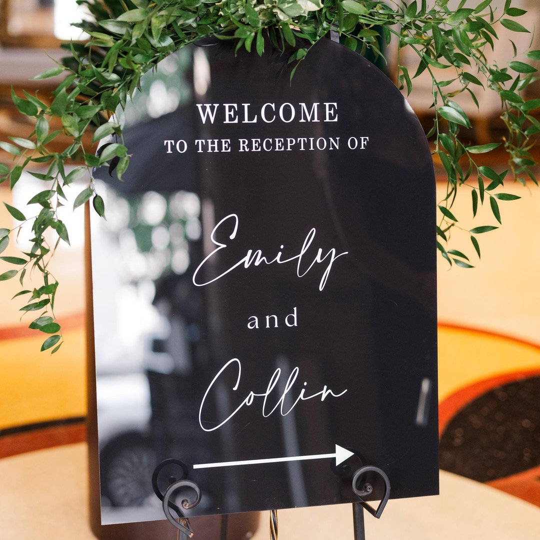 Directional Sign, Acrylic Welcome Wedding Sign, Arch Acrylic Sign ...