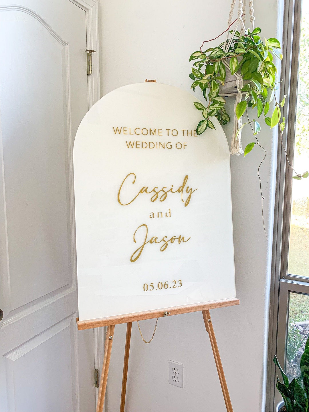 Arch Acrylic Wedding Welcome Sign, Personalized Gold Text - Etsy