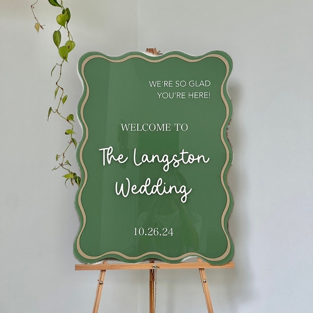 Wavy Welcome Wedding Sign, Bridal Shower Welcome Sign, Arch Acrylic ...