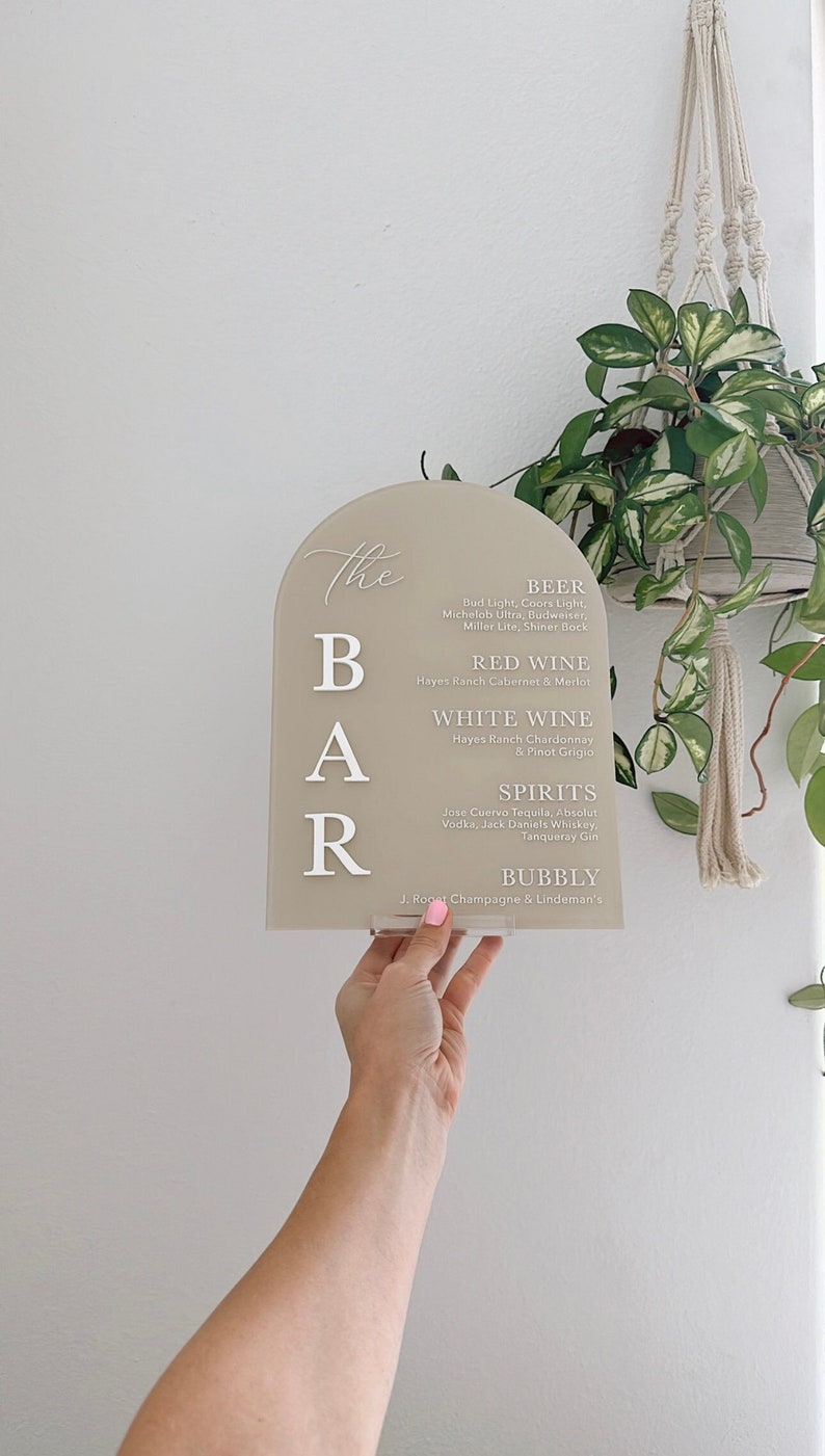 Bar Sign With Stand, the Bar, Signature Drinks, Acrylic Wedding Signs ...